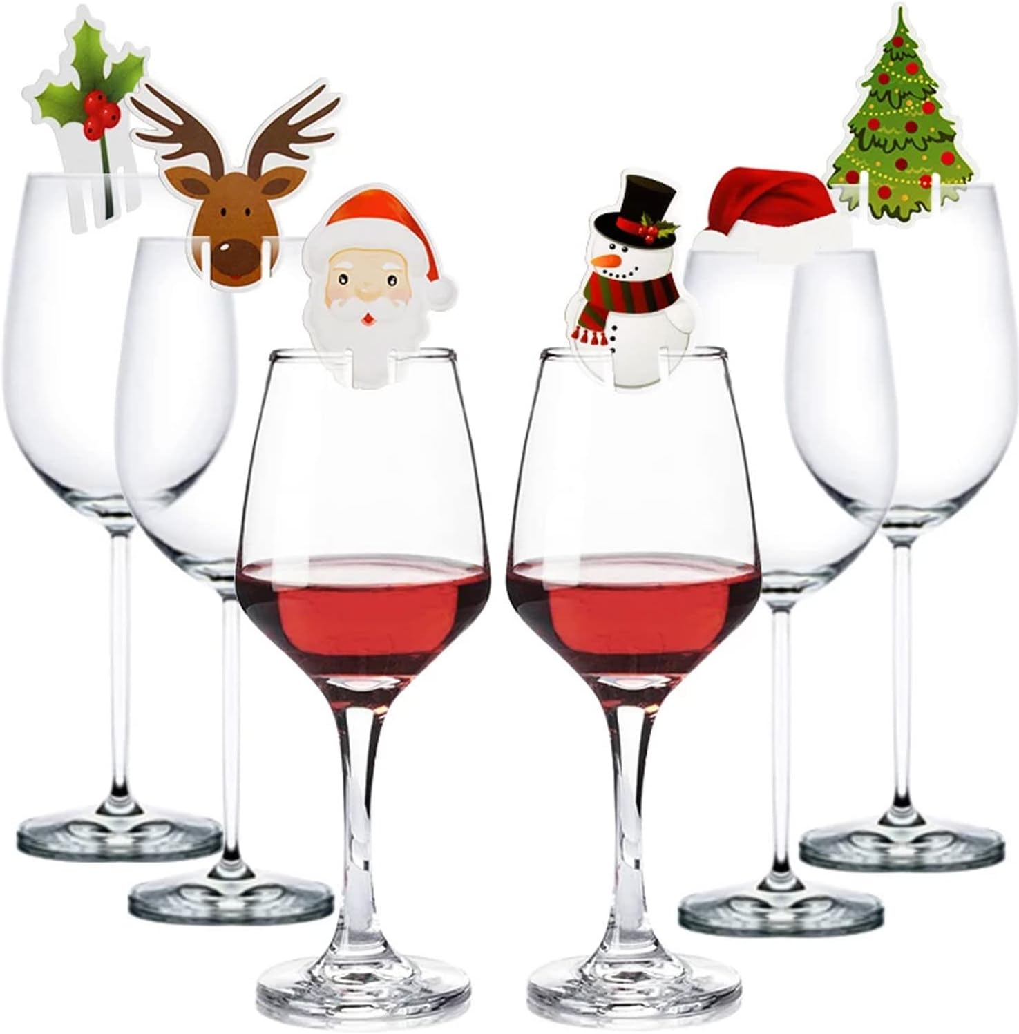 Amazon.com: 80 Pieces Christmas Wine Glass Markers Glass Card ...