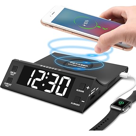 Amazon.com: iHome iW18 Compact Digital Alarm Clock with USB and Qi ...