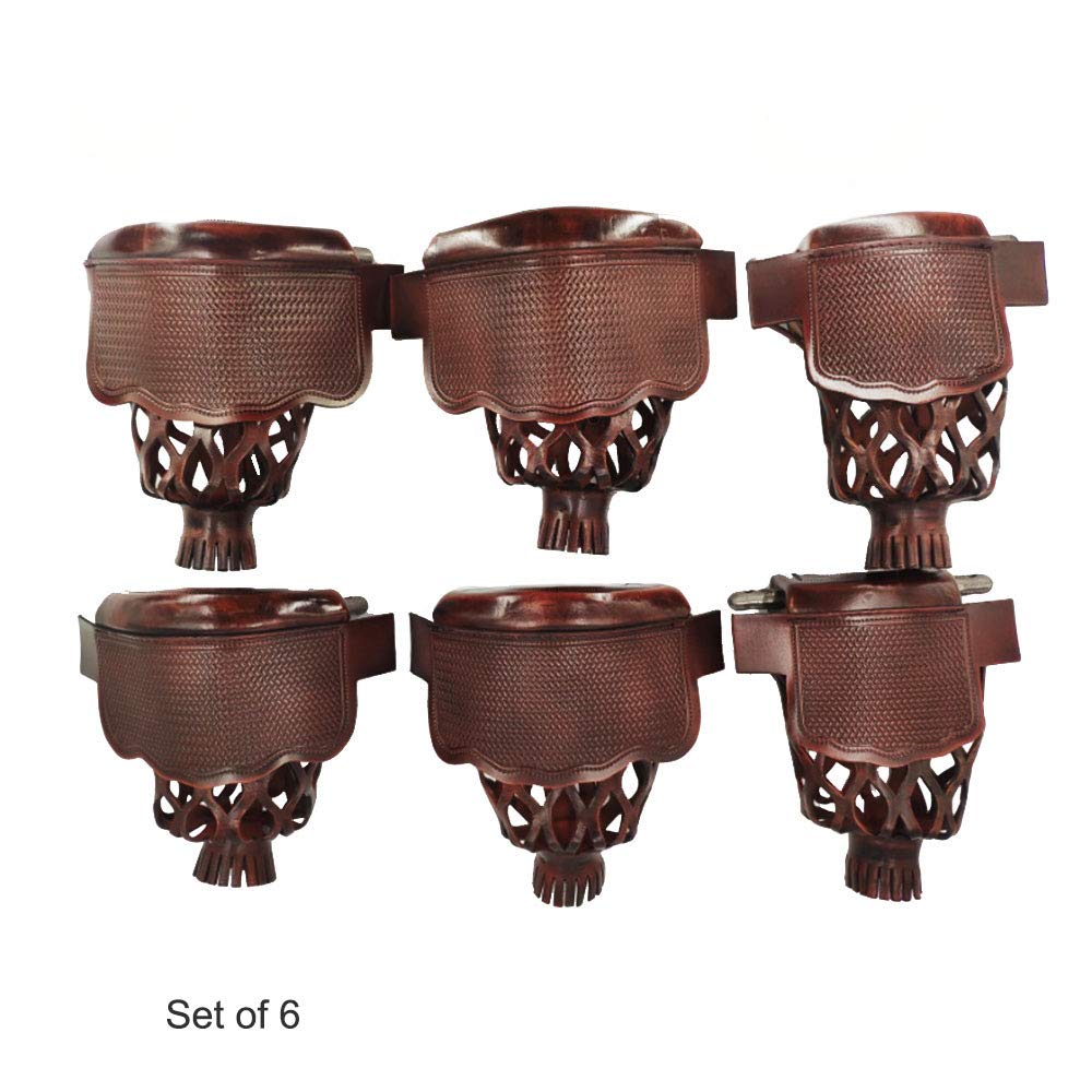 Genuine Leather Pool Table Pockets Set Of 6 With Brick Pattern Shield ...
