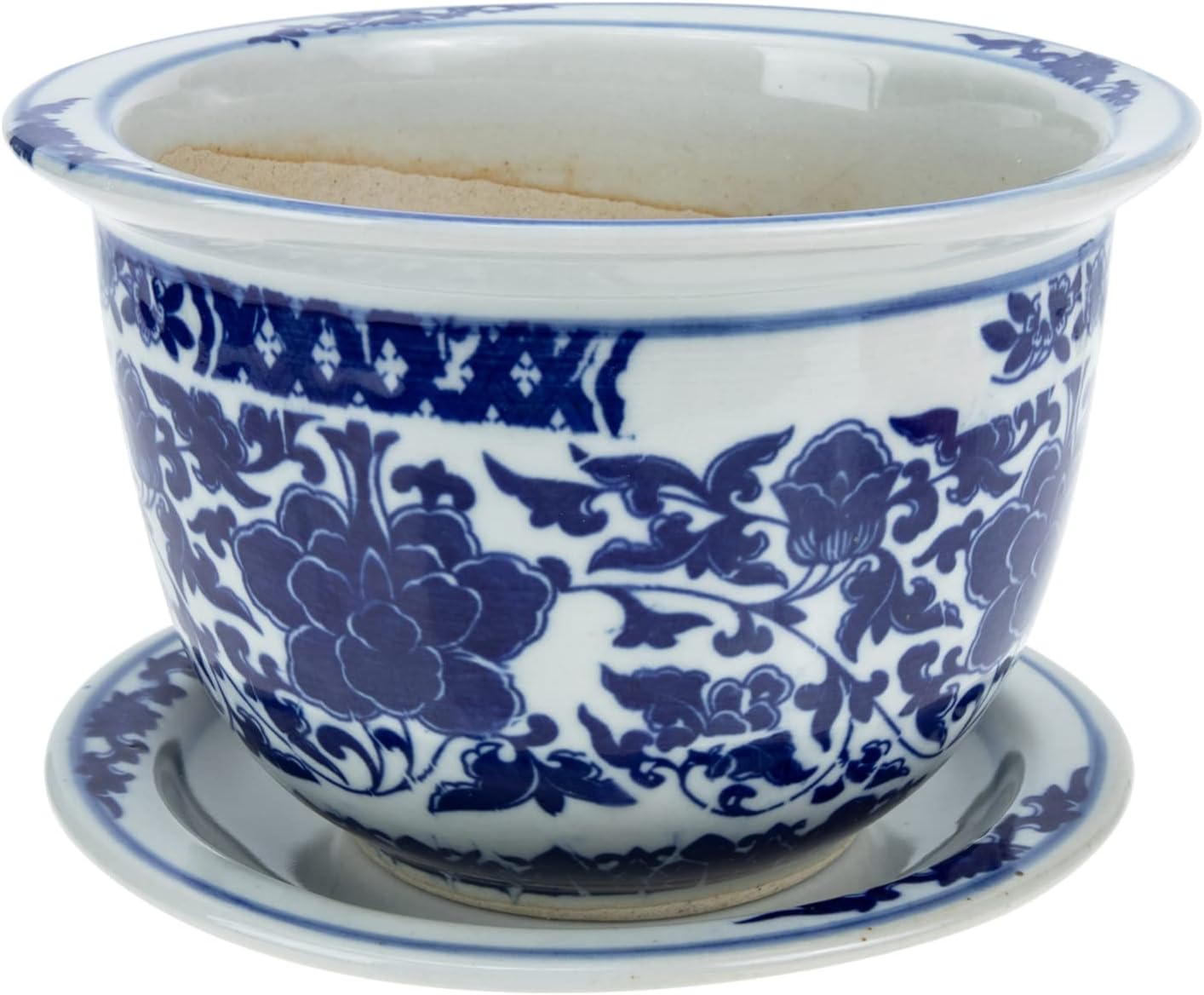 Amazon.com : Yardwe Ceramic Planter Pot Blue and White Porcelain ...