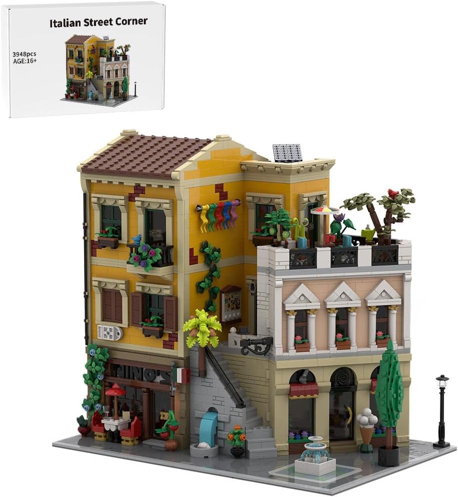 Amazon.com: Kafoopolly Italian Street Corner Building Blocks Set ...