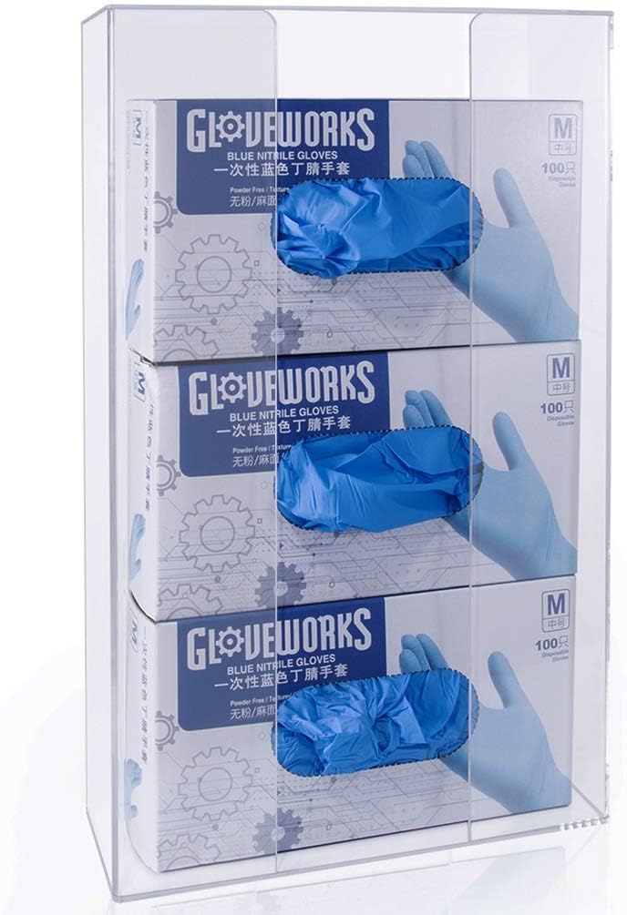 HIIMIEI Gloves Dispenser Wall Mount, Acrylic Triple Glove Box Holder ...