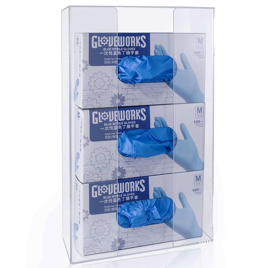 HIIMIEI Gloves Dispenser Wall Mount, Acrylic Triple Glove Box Holder ...
