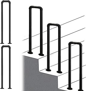 Amazon.com: DUANWUS Railing Handrail U-Shape/M-Shape Industrial Black ...