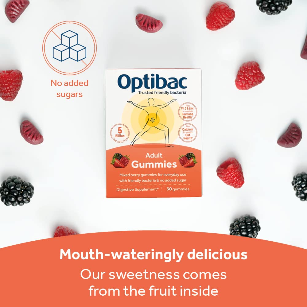 Optibac Probiotics Adult Gummies - Vegan Digestive Supplements with ...