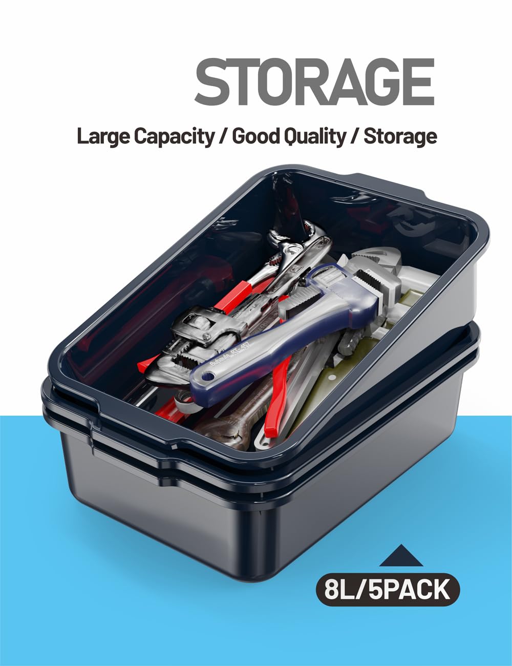 Snapklik.com : WYT 5-Pack Commercial Bus Tubs Box/Tote Box, Deep Blue ...