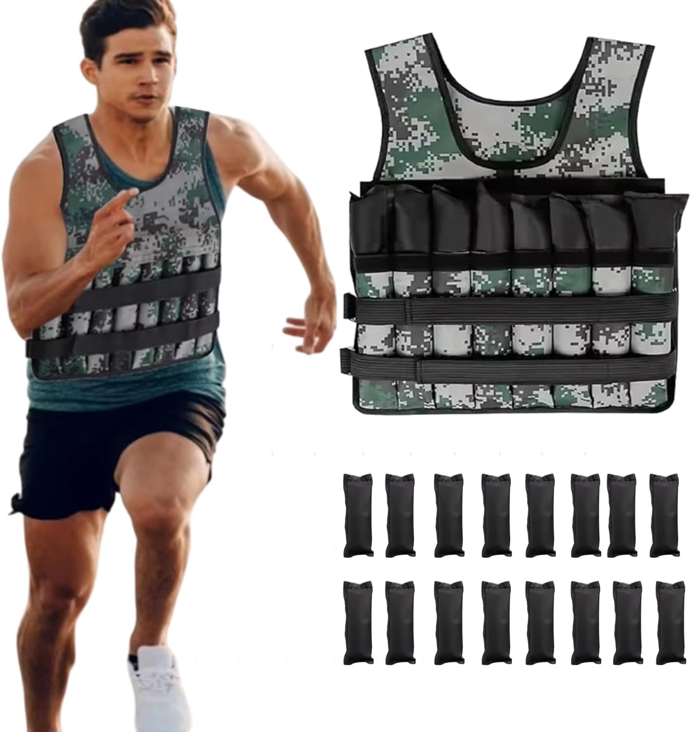 NASMODO Weighted Vests 5 Kg Adjustable for men running with 16 Iron ...