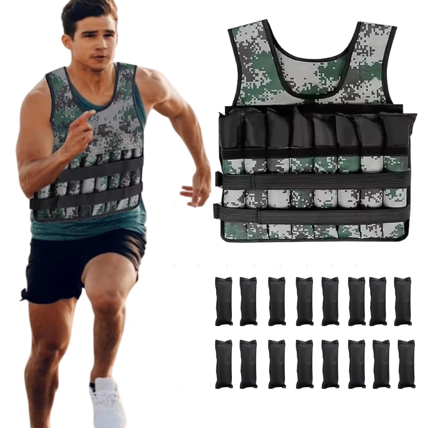 NASMODO Weighted Vests 10 Kg Adjustable for men running with 16 Iron ...