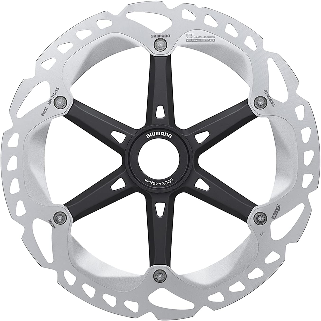 Amazon.com: Shimano XTR RT-MT900-L Disc Brake Rotor - 203mm, Center ...