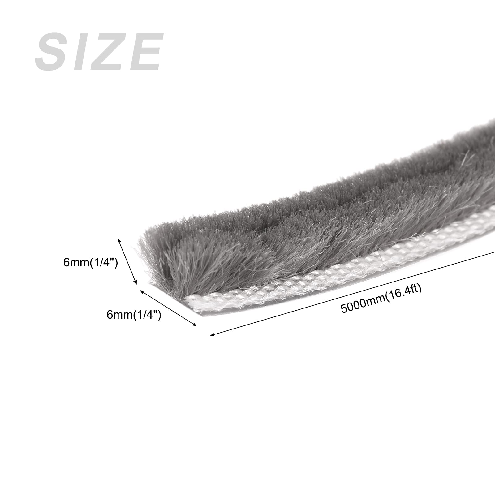 Door Draft Stopper Brush Seal Weather Stripping - 1/4x1/4x19.7ft Door ...