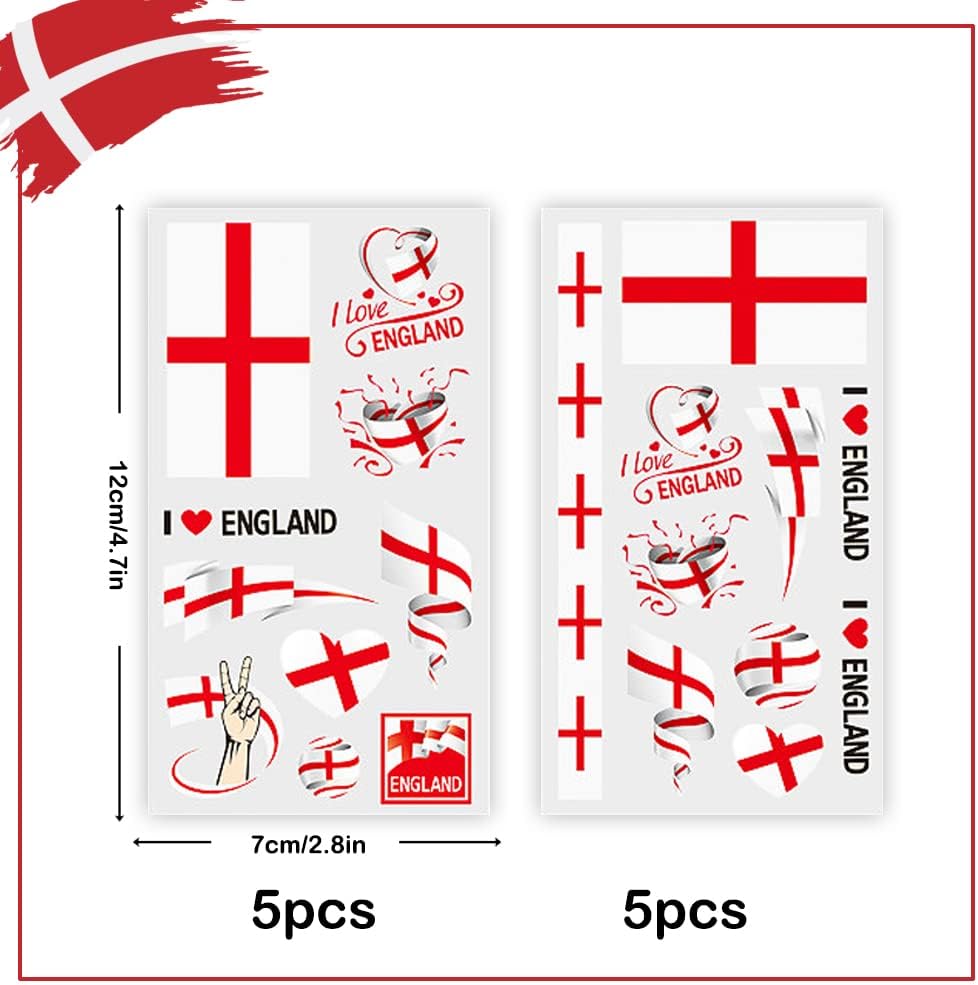 England Flag Temporary Tattoos,10 Sheets National Flag Face Tattoo ...