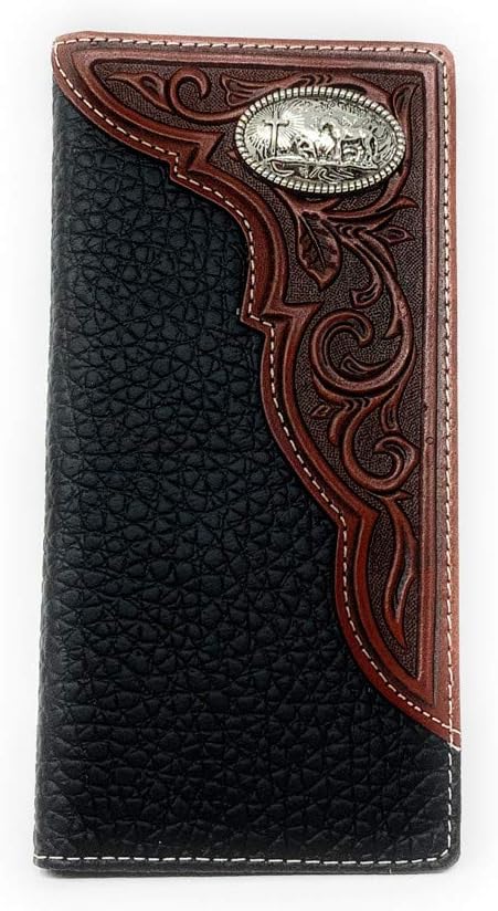 Amazon.com: Western Tooled Genuine Leather Praying Cow Boy Men's Long ...