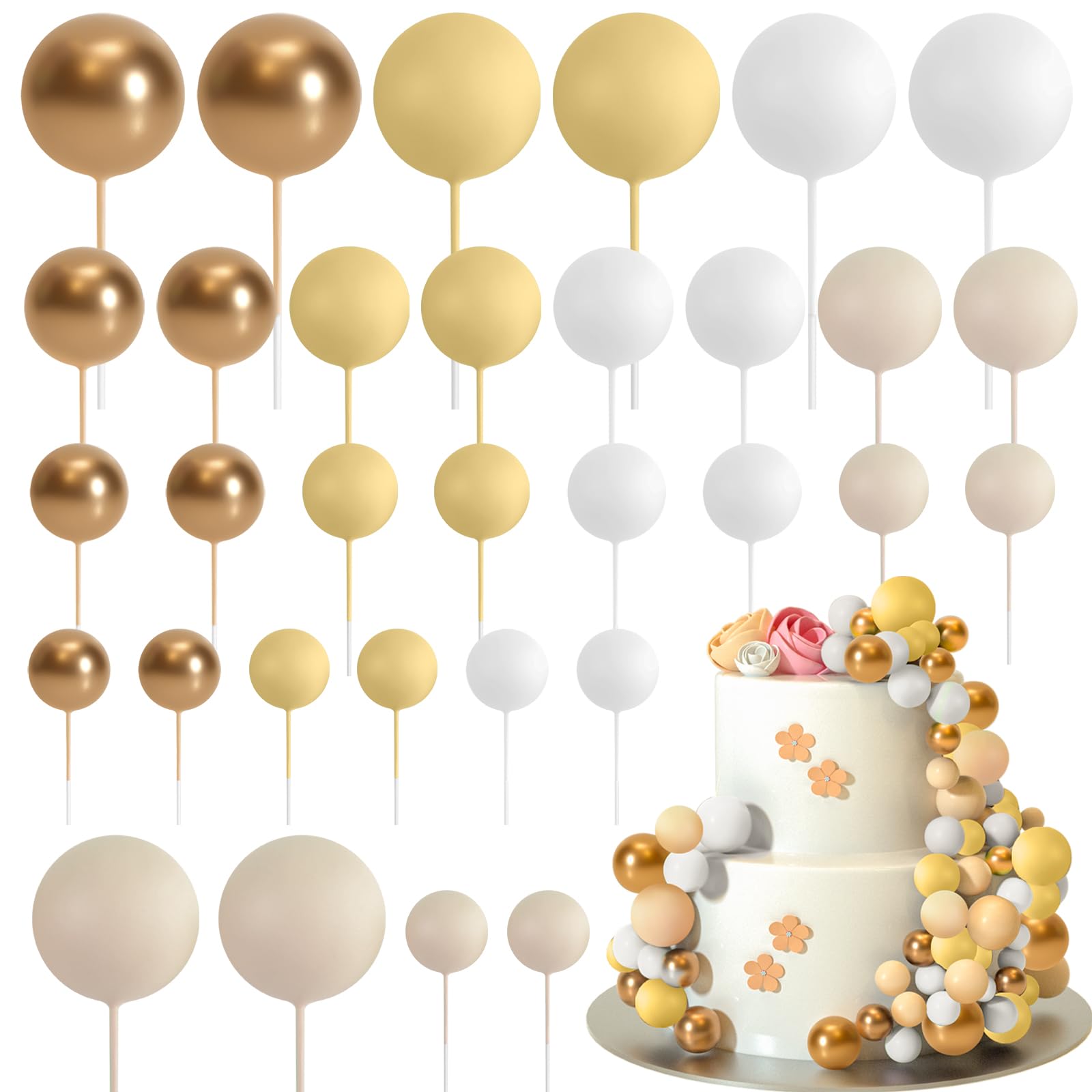 Snapklik.com : ASTARON 32 Pcs Ball Cake Topper Decorations Mini ...