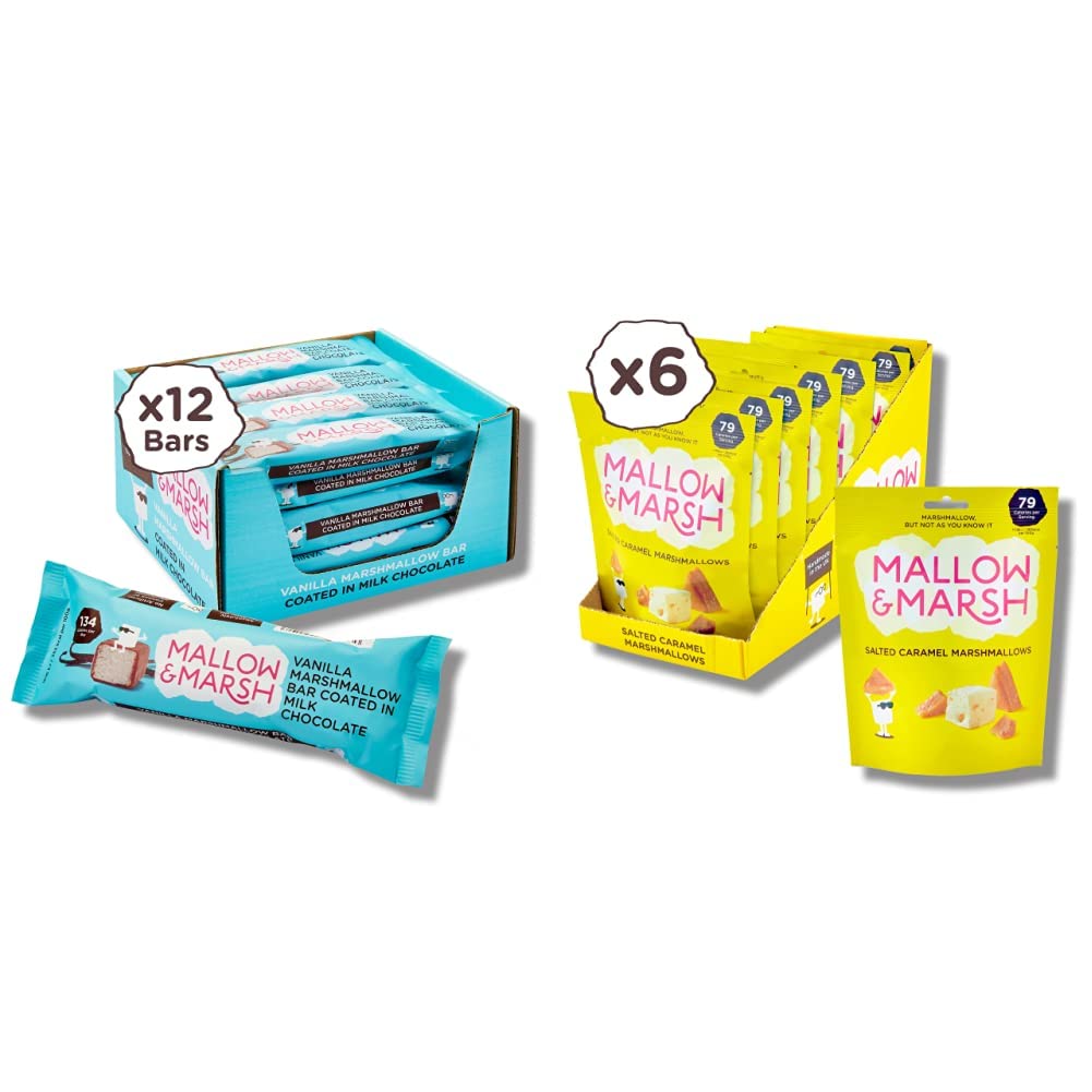 Mallow & Marsh Vanilla Marshmallow Bars - Multipack 12 x 35g & Salted ...