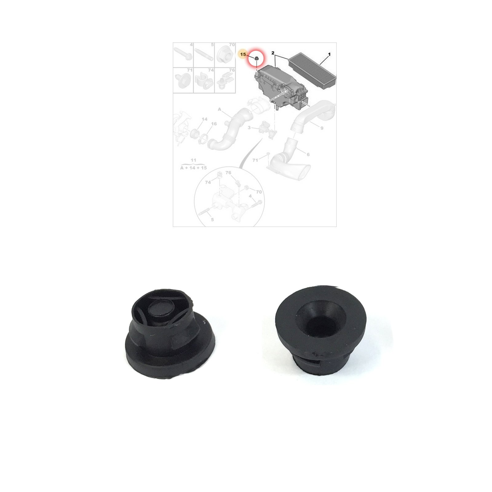 2 x Air Filter Rubber Retainer Insert Grommet Replacement, Upper Air ...