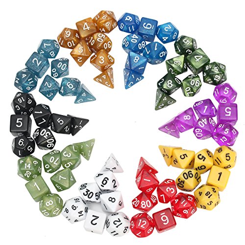 70 Pcs Polyhedral Dice Board RPG Dice Set 10 Colors 4D 6D 8D 10D 12D ...