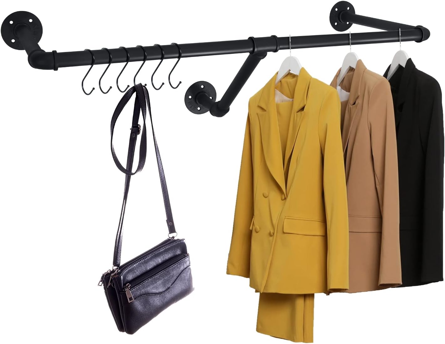 Amazon.com: QNK Clothes Drying Rack 41 Inch Industrial Pipe Shelving ...