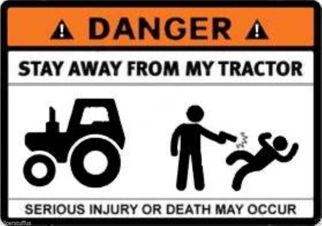 Amazon.com: BIKERSTUFFUS Danger Stay Away from My Tractor Sticker 3.5 x ...