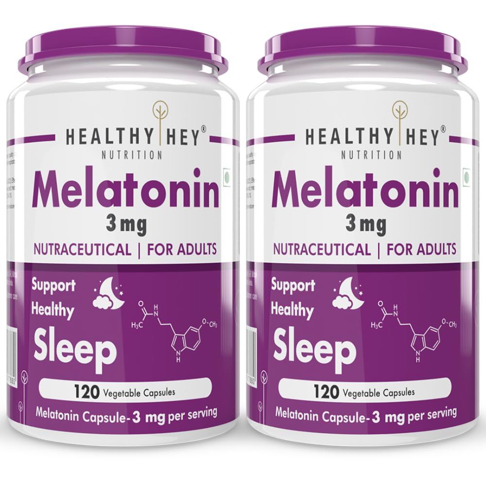 HealthyHey Nutrition Melatonin 3mg, 120 vegetable capsules - Promotes ...