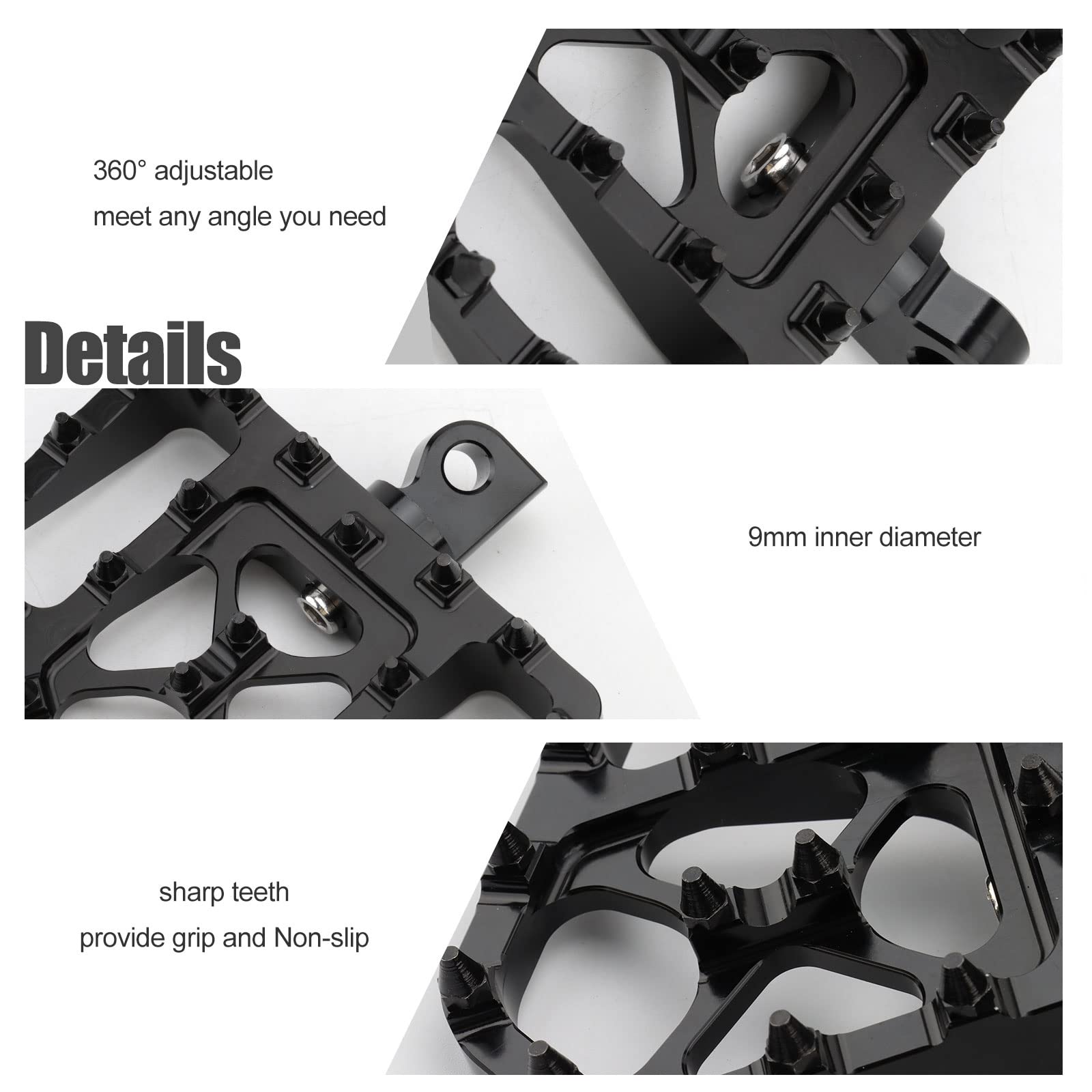 Snapklik.com : Wide Foot Pegs MX Floorboards Chopper Bobber Style Black ...