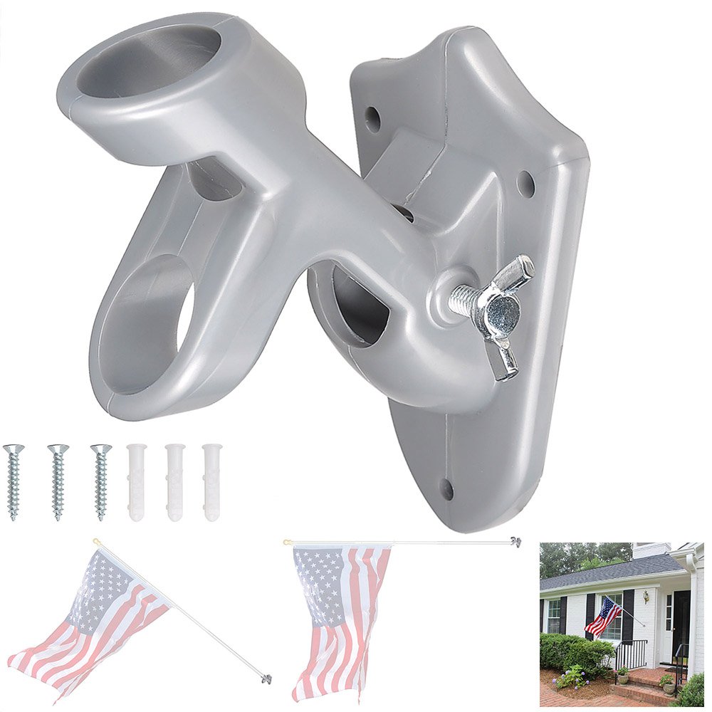 Amazon.com : Yescom 2 Positions 1" Flag Pole Bracket Wall Mount ...
