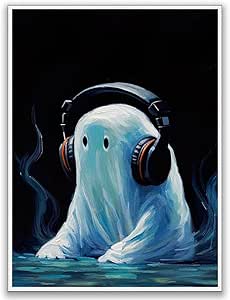 Amazon.com: Ghost Listening To Music Poster,12x16in Unframed Canvas ...