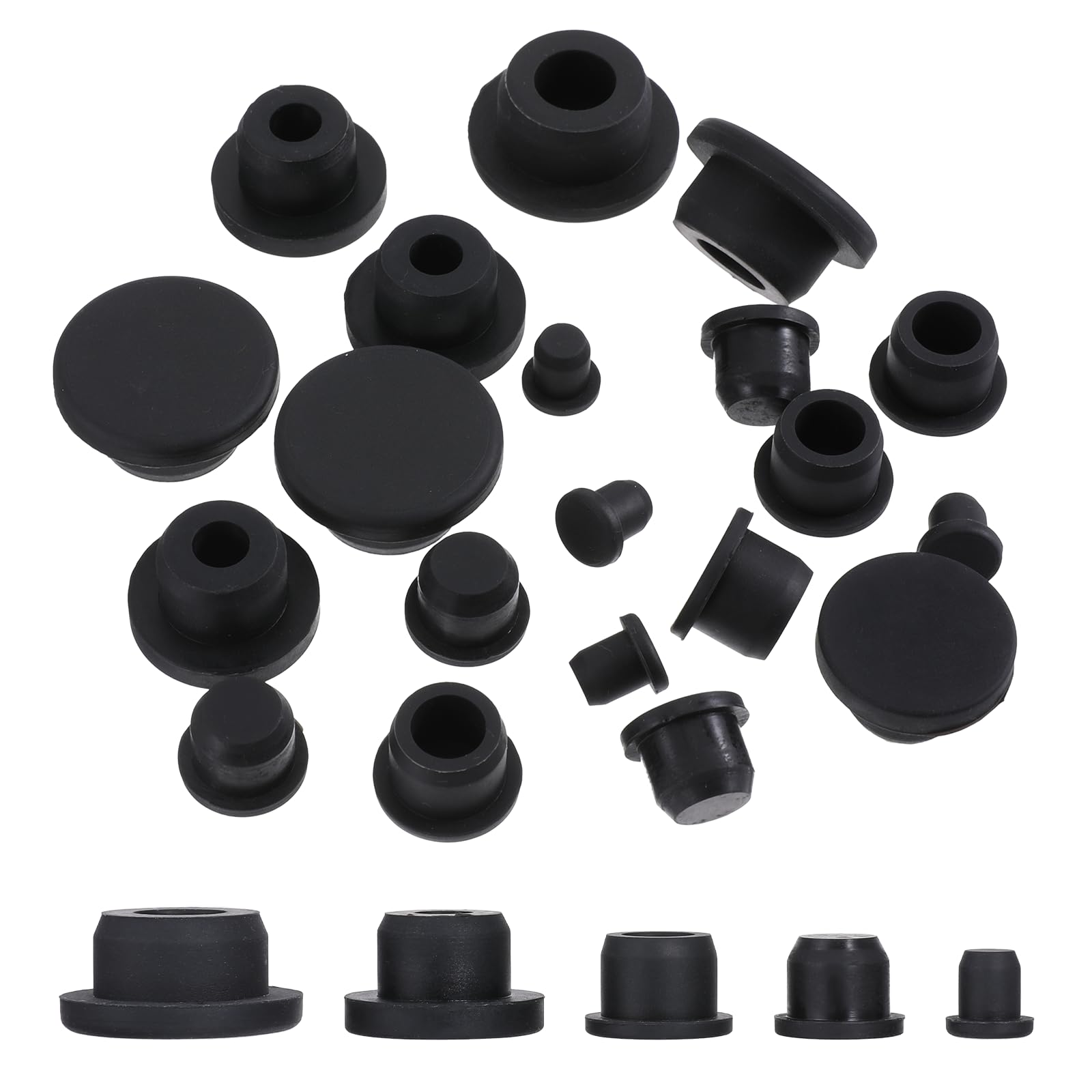 5Sizes Silicone Hole Plug 20Pcs Black Plugs Waterproof Hole Covers ...