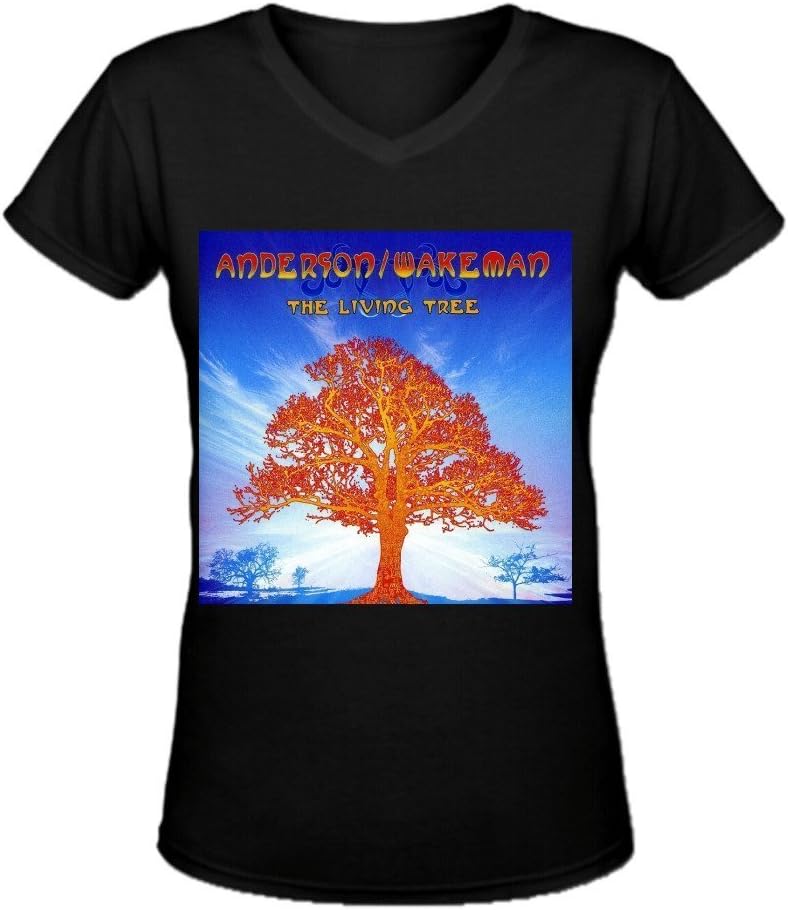 Amazon.com: Rick Wakeman The Living Tree Women Tee V Neck Black ...