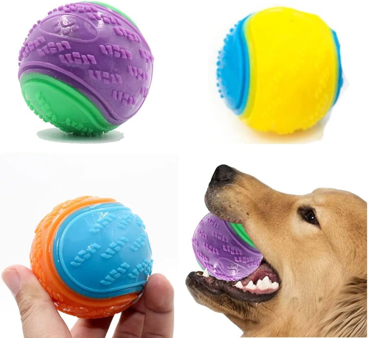 Rightwell Dog Balls, 3Pcs Squeaky Dog Ball, Scooby Doo Dog Ball Toy ...