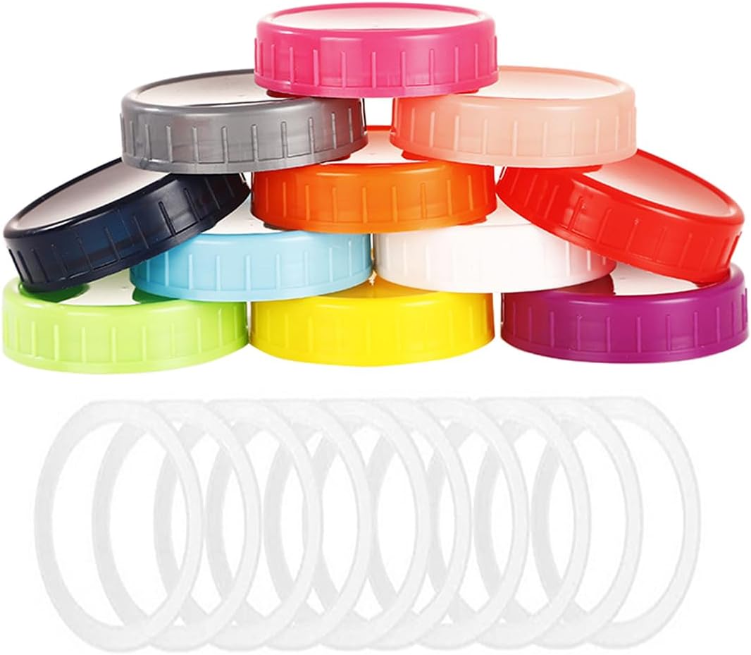 Amazon.com: Plastic Canning Lids for Mason Jars (16 Pcs Regular-Mouth ...
