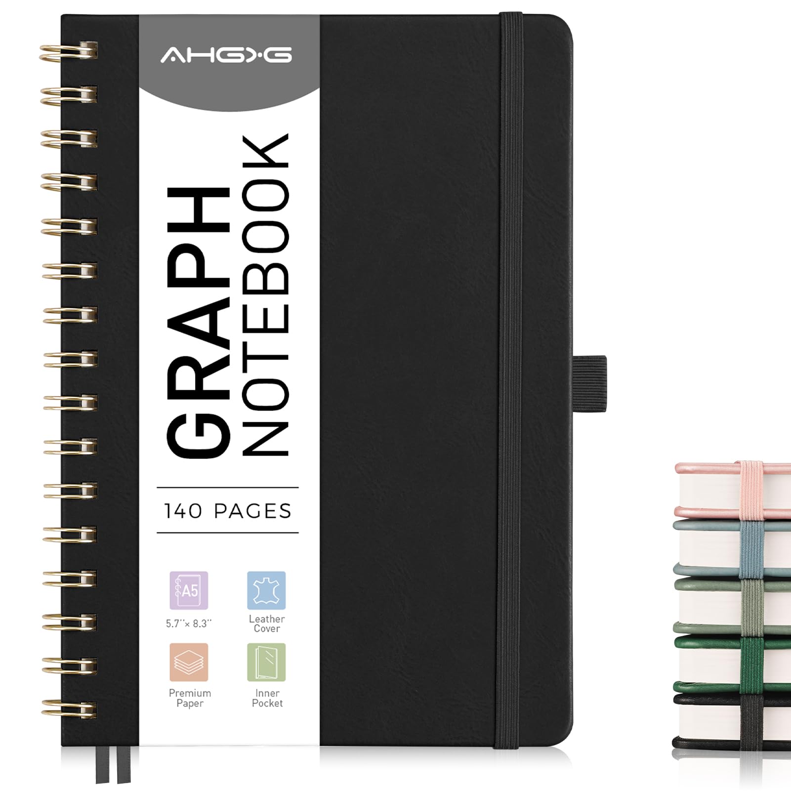 Amazon.com : AHGXG Graph Paper Notebook - Spiral Notebook Hardcover ...