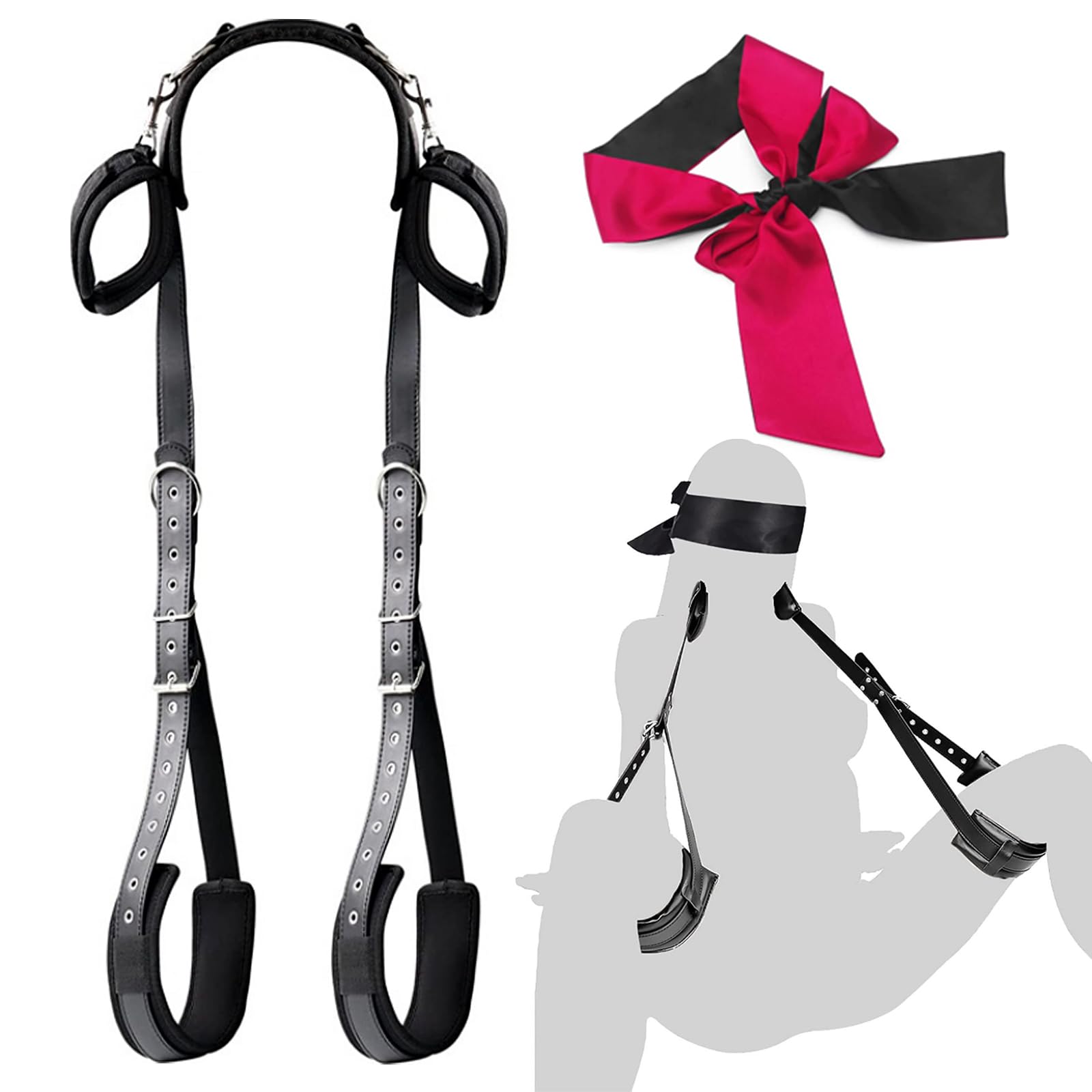 BDSM Sex Bondage Set with Handcuffs and Leg Straps Cuffs, Adjustable ...
