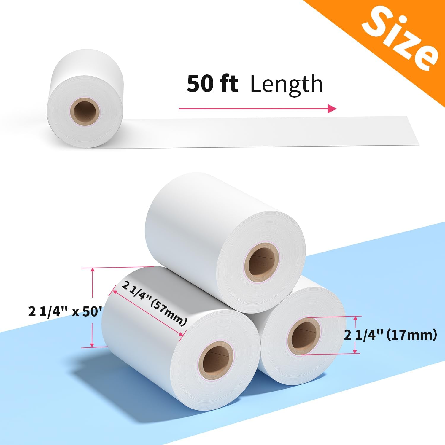 50 rollos de papel térmico de 2 14 pulgadas x 85 pies, papel de recibo ...