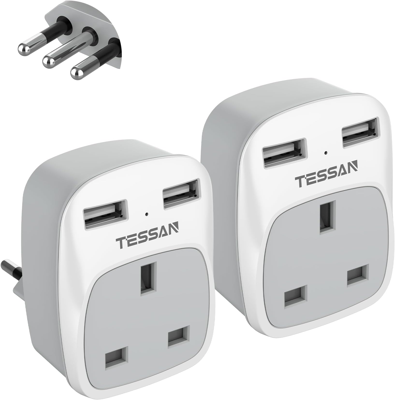 UK to Italy Plug Adapter 2 Pack, TESSAN Italian Travel Adaptor with AC ...