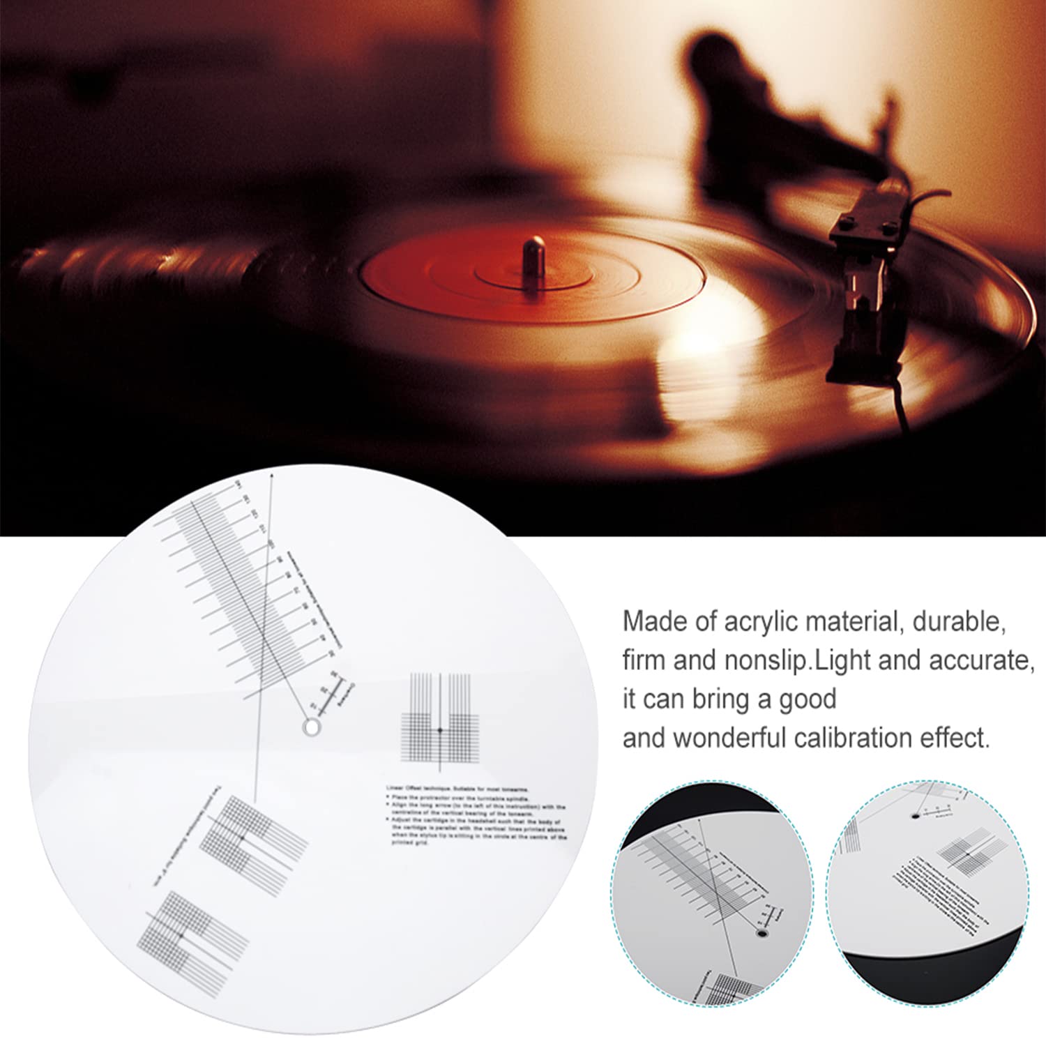 Snapklik.com : Turntable Cartridge Alignment Protractor Mat, Anti ...