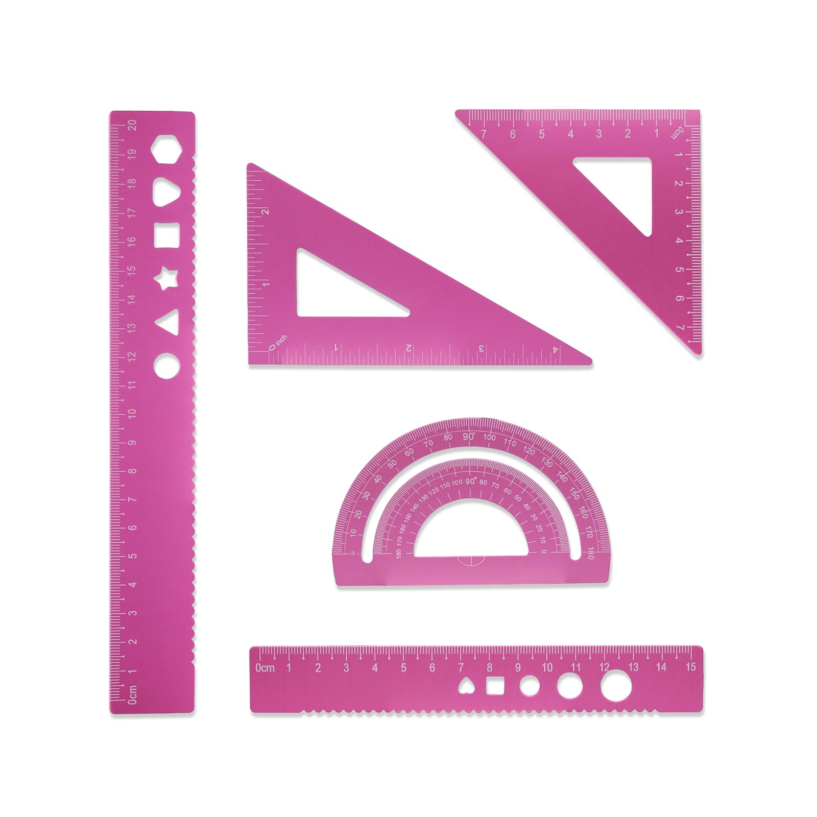 Amazon.com : Zotemo 5 Pcs Metal Geometry Set, Math Drafting Ruler Kit ...