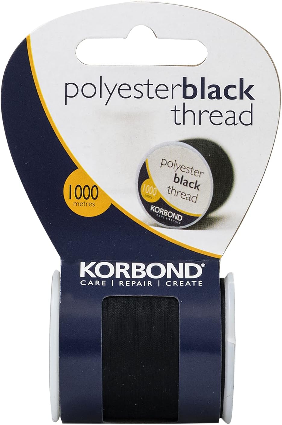 Korbond 320m Sewing Thread –2 x 160m Spools - Black Polyester – Hand ...