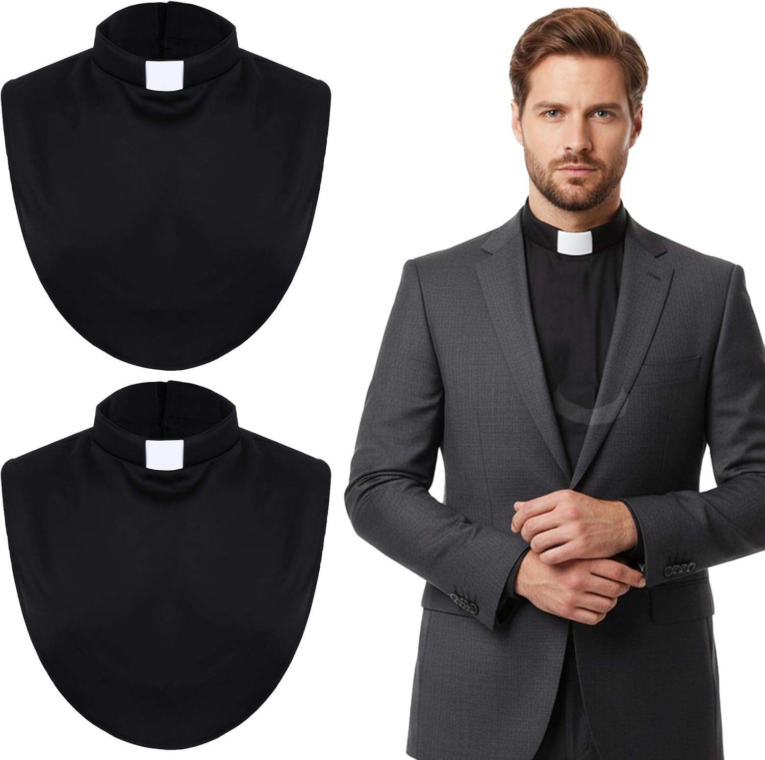 Amazon.com: Yuanan 2 Pcs Priest Collar, Unisex Clergy Black Clergy ...
