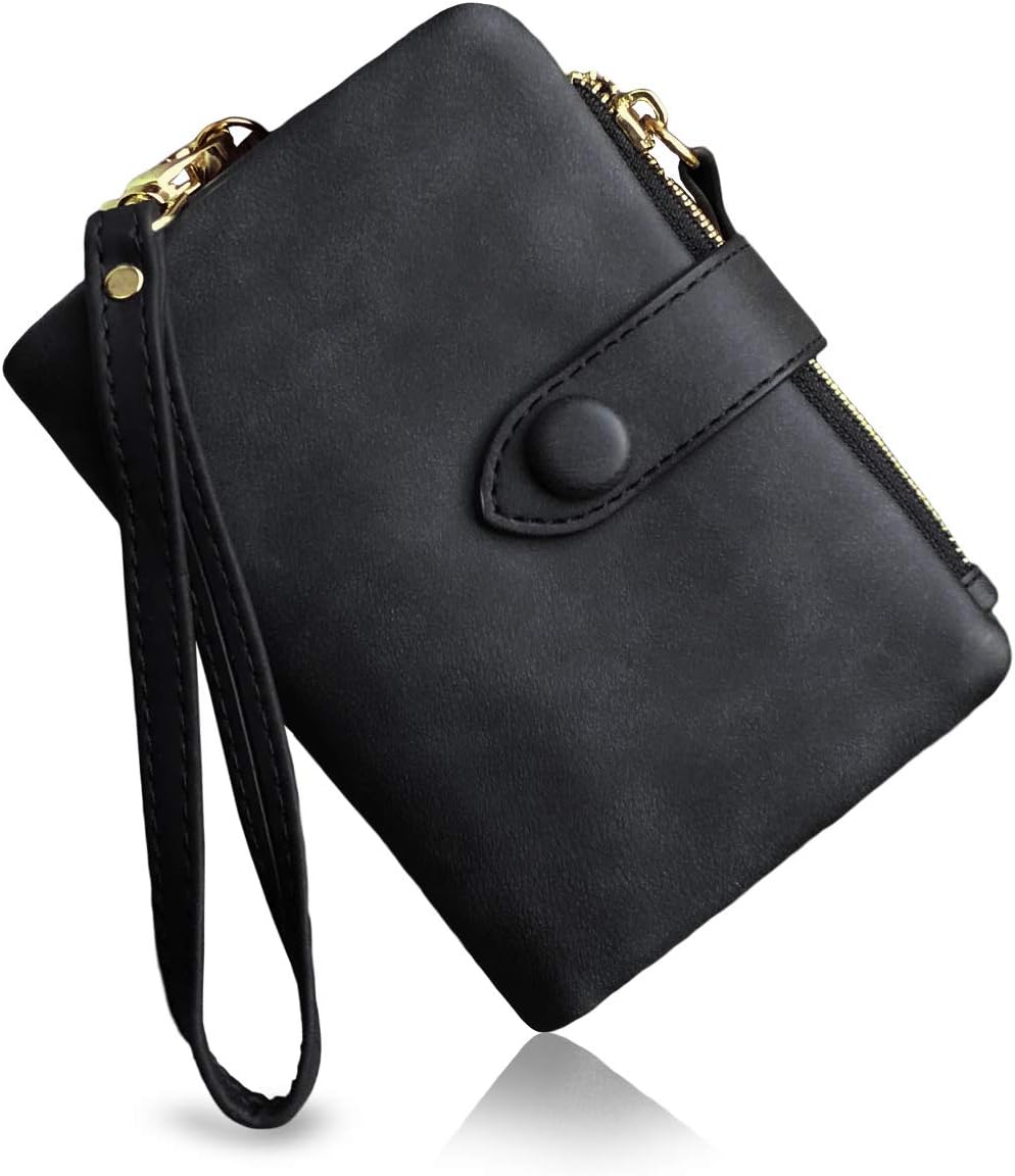 PofeeXIO Womens Small Bifold Leather Wallets RFID Ladies Wristlet with ...