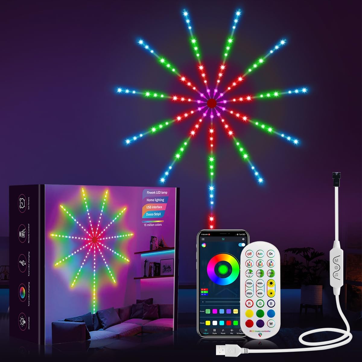 RGB LED Strip Lights with APP, 156 LEDs Music Sync, 16 Million Colors ...
