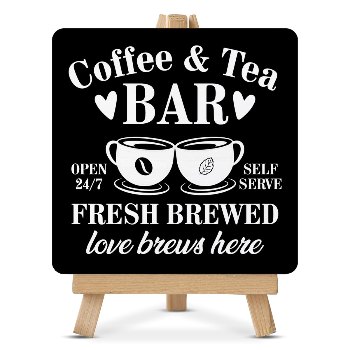 Amazon.com: Coffee Tea Bar Desk Decor, Coffee and Tea Bar Wood Sign ...