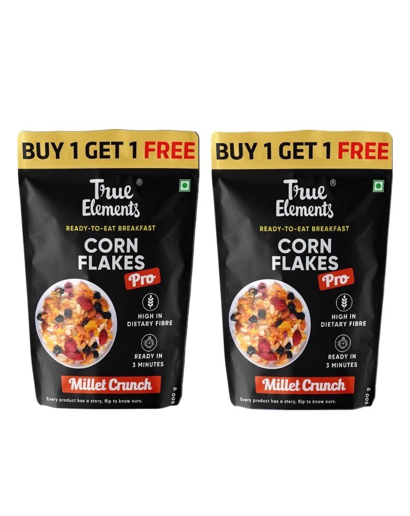 Buy Cornflakes 1kg - Corn Flakes Pro Millet Crunch (500g *2) by True ...