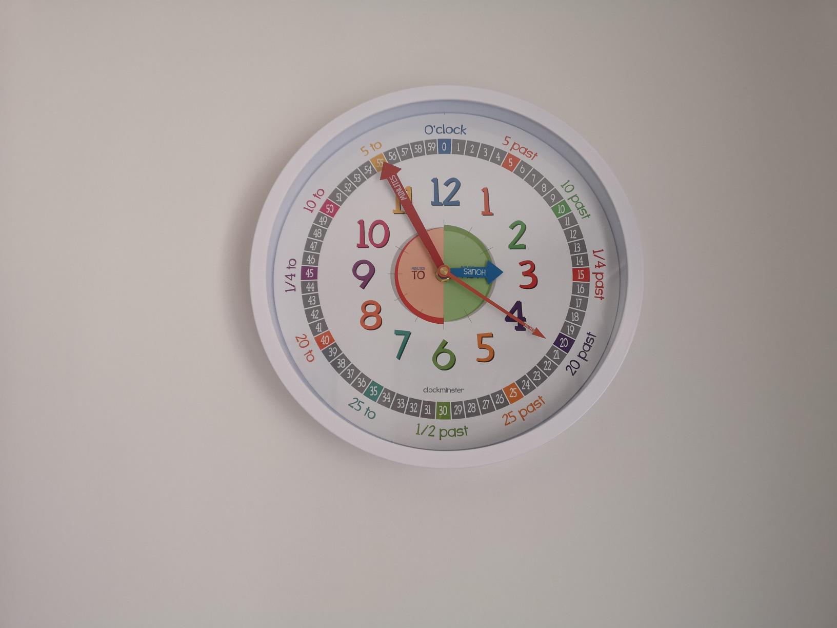 Time Teacher Wall Clock for Kids with Silent Non Ticking Sweep Quartz ...