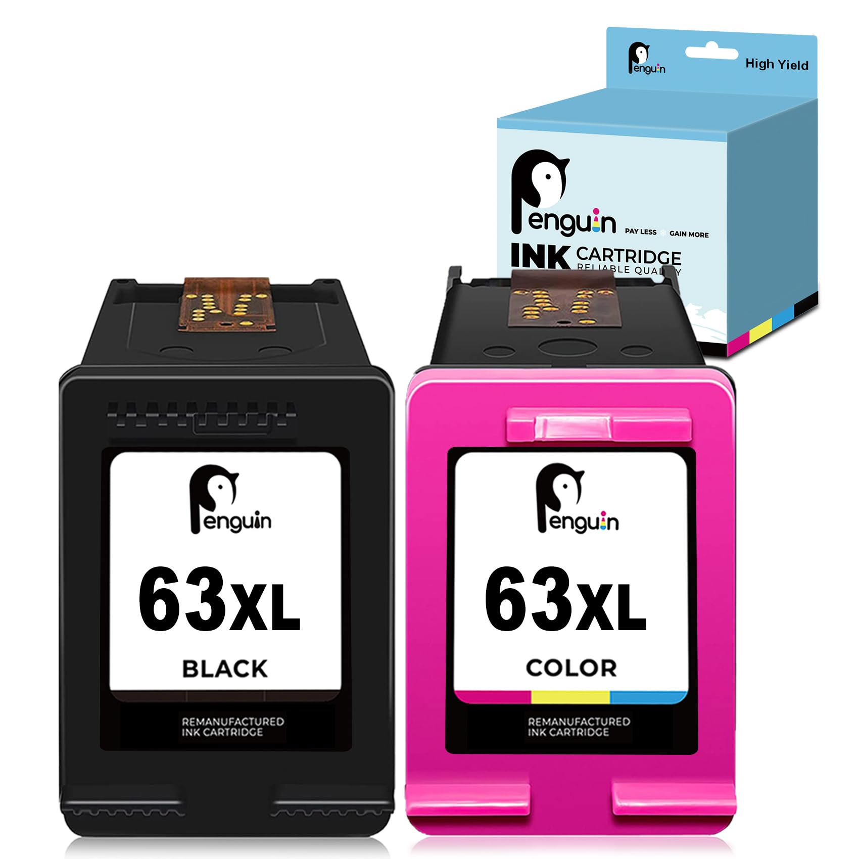 Penguin Ink Cartridges for HP 63XL Envy 4520 4516 4522 Officejet 3830 ...