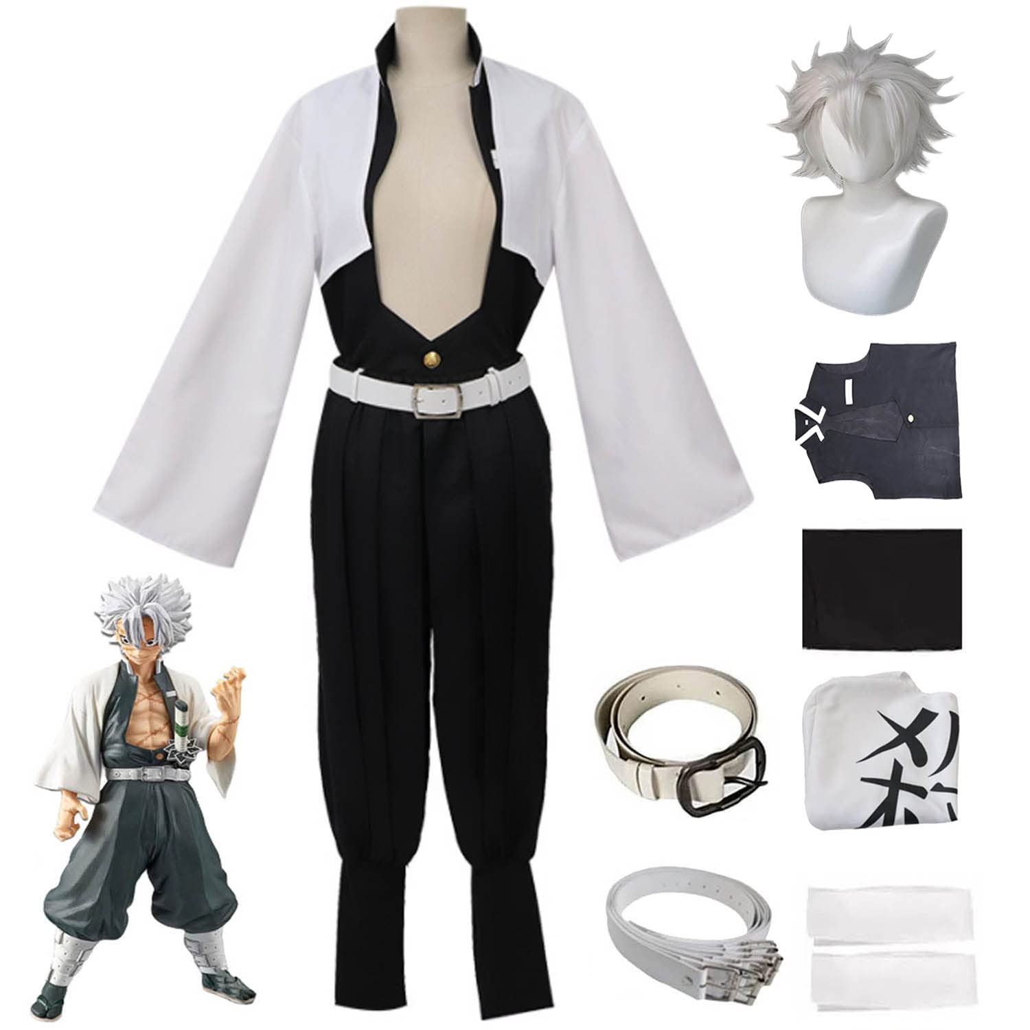 Buy FIOOHG Demon Slayer Cosplay Costume Outfit Anime Shinazugawa Sanemi ...