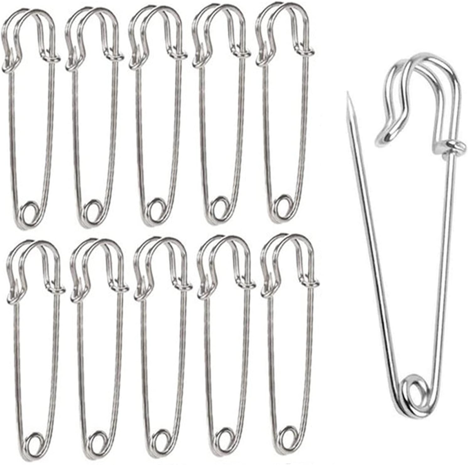 Large Safety Pins Size 4 / 52mm 50Pcs Silver : Amazon.co.uk: Home & Kitchen