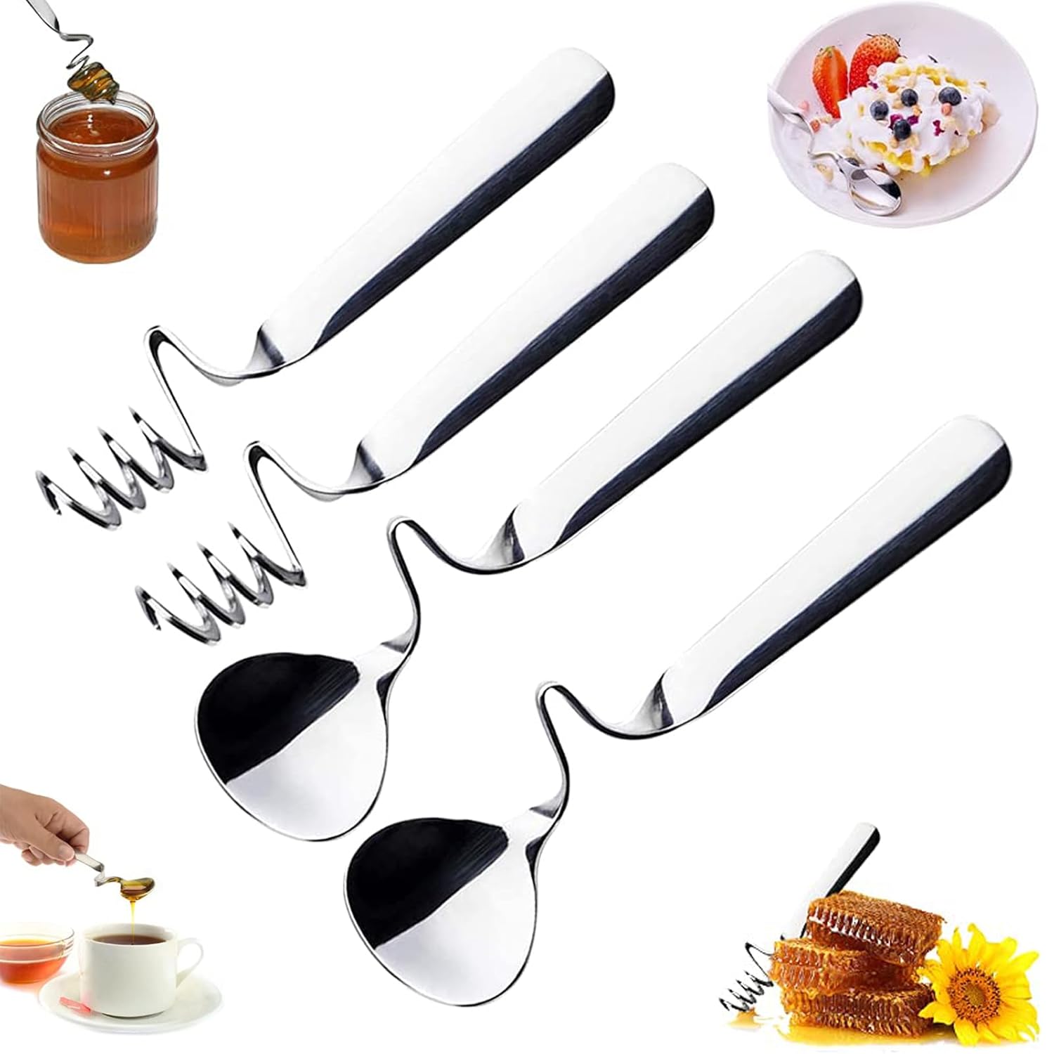 Amazon.com: Stainless Steels Honey Spoons and Honey Dipper,4PCS ...