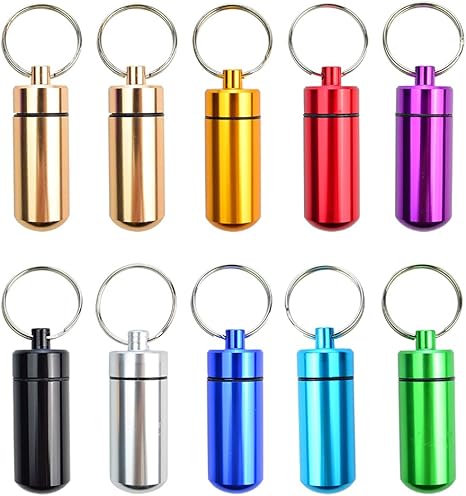 10 Pcs Portable Pill Case, Bantoye Waterproof Aluminum Pill Holders ...