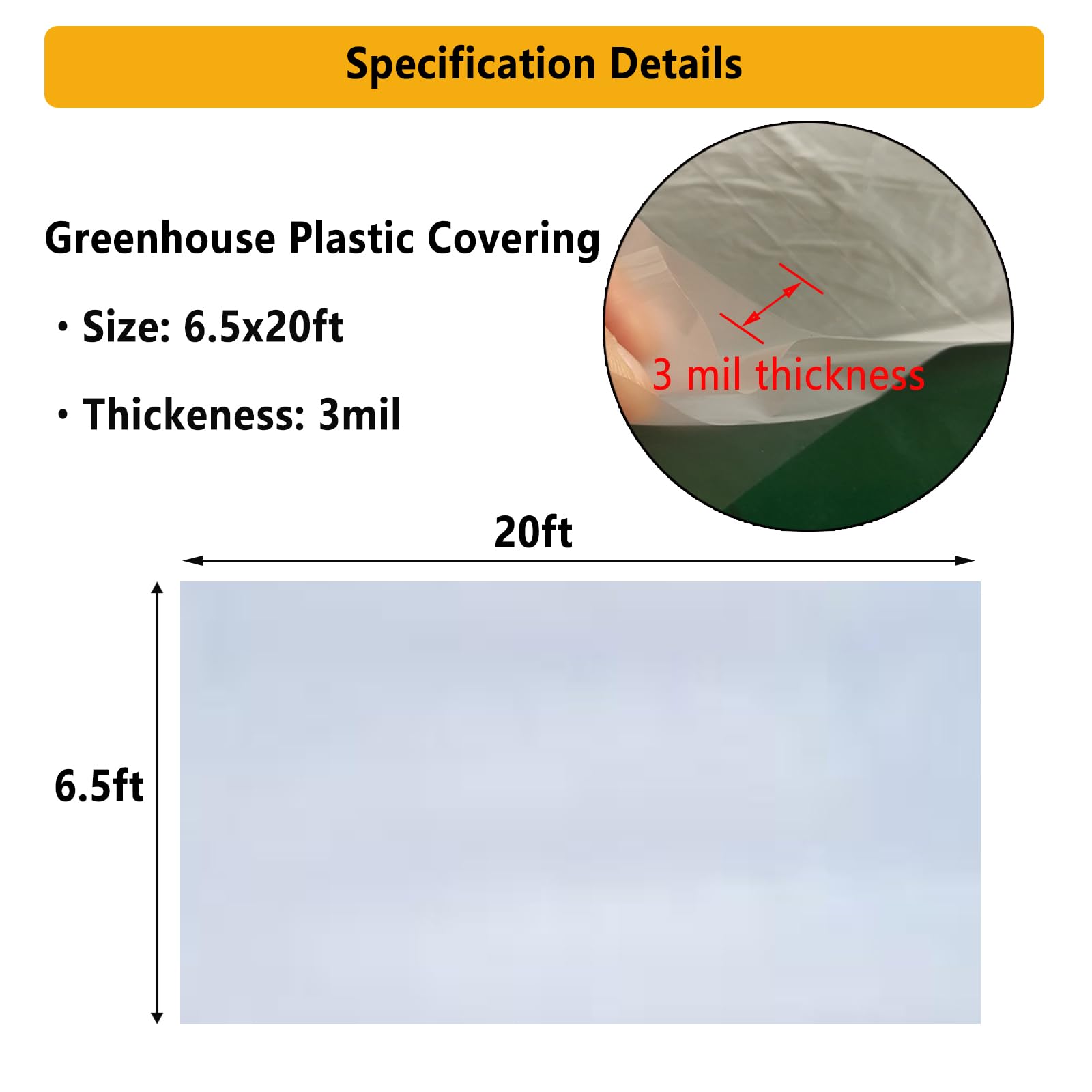 Snapklik.com : Greenhouse Plastic Sheeting 6.5x20ft Clear Greenhouse ...
