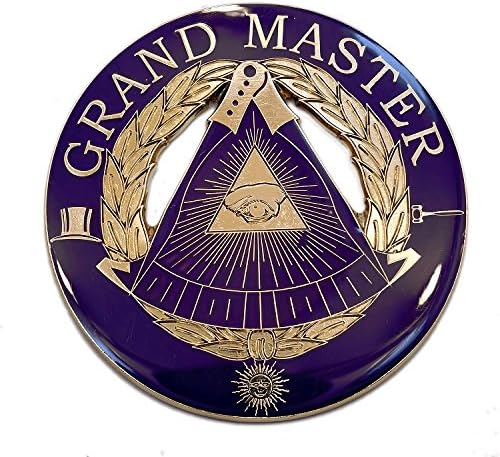 Grand Master Round Masonic Auto Emblem - [Purple & Gold][3'' Diameter]